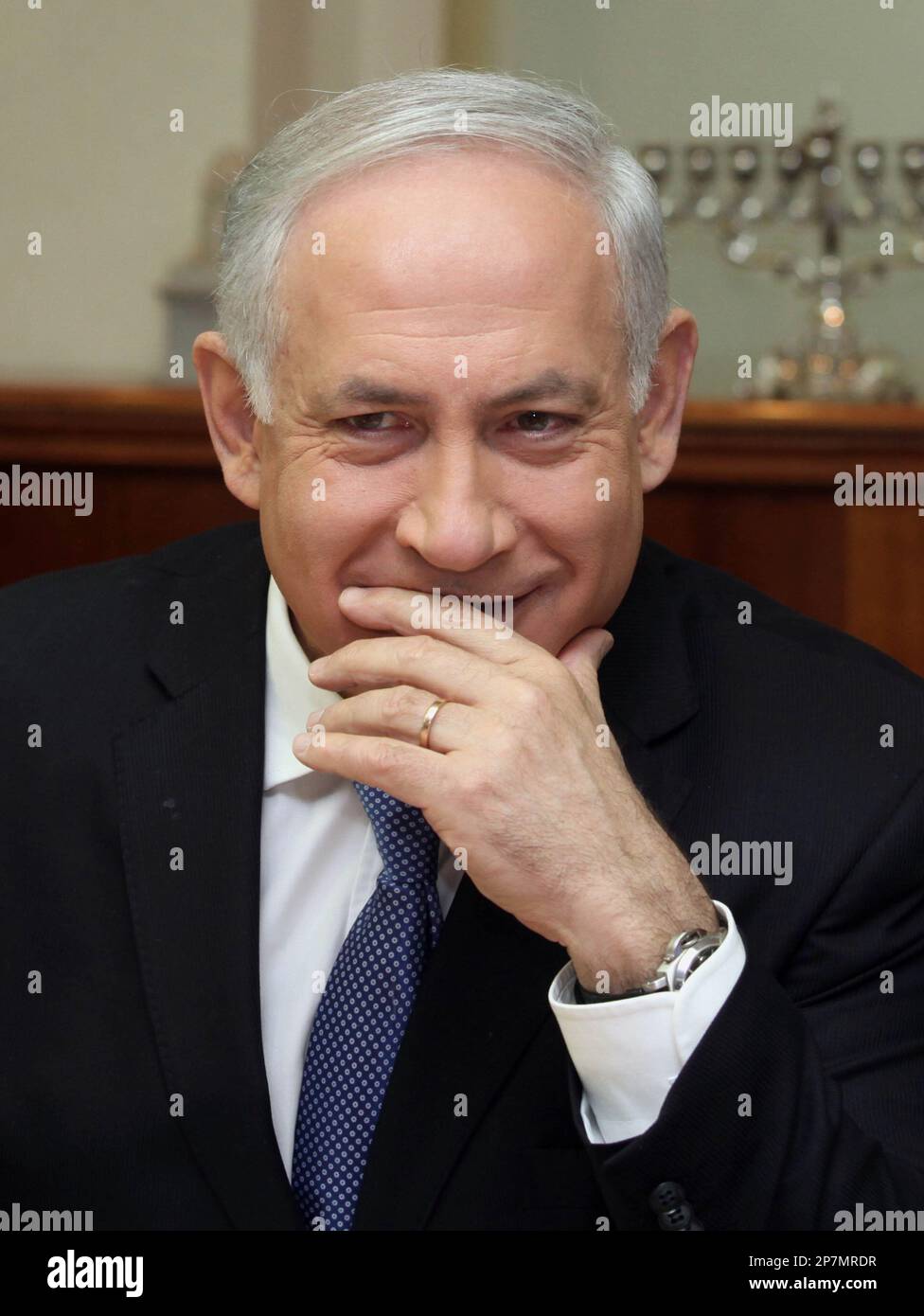 Israeli Prime Minister Benjamin Netanyahu attends the weekly cabinet ...
