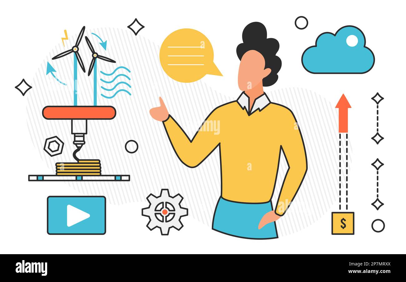 Renewable energy solution. Natural source of electricity, wind power ...