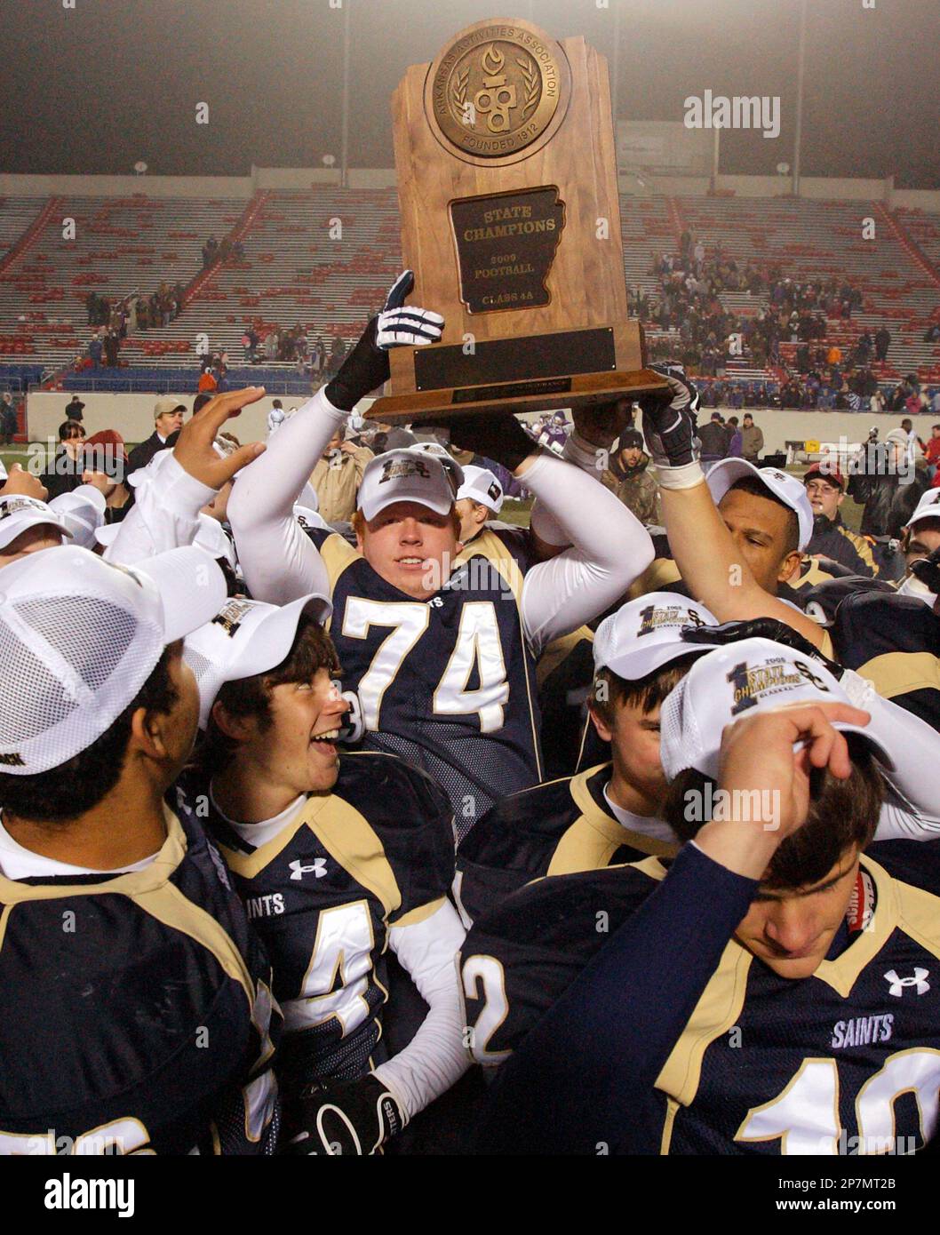 The Shiloh Christian Saints celebrate their 56-20 victory over Lonoke ...