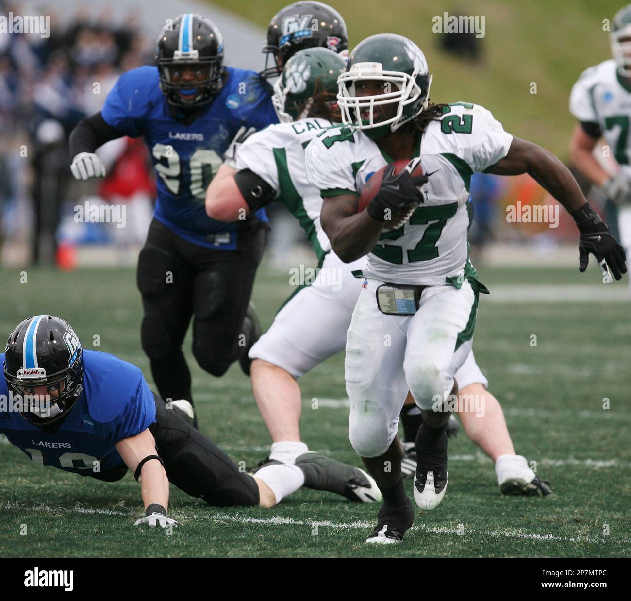 Northwest Missouri State's LaRon Council (27) breaks free and into the ...