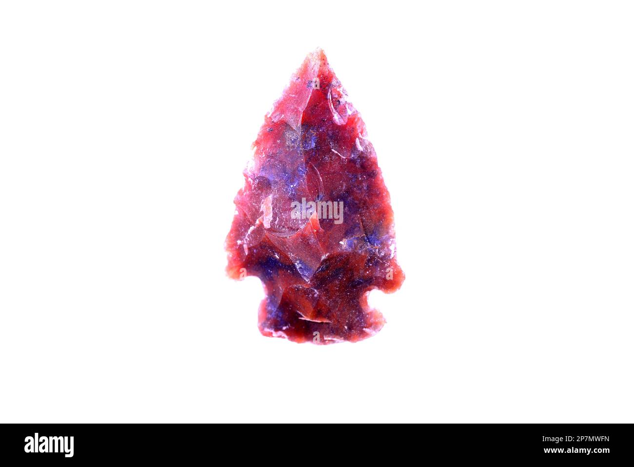 Handmade stone flint Arrow point isolated over a white background Stock ...