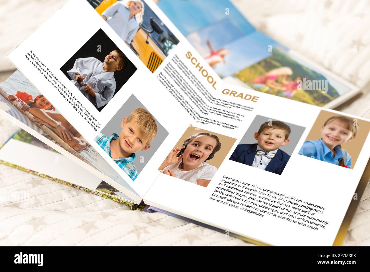 Open book, graduation album, photobook Stock Photo - Alamy