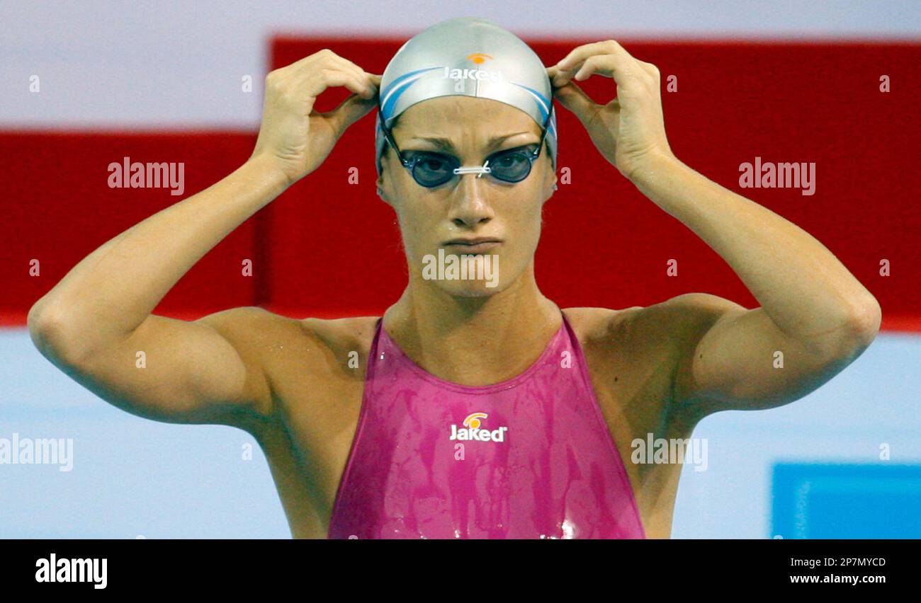 Italy's Giulia Tarquini competes in a heat of the 100m breaststroke at ...