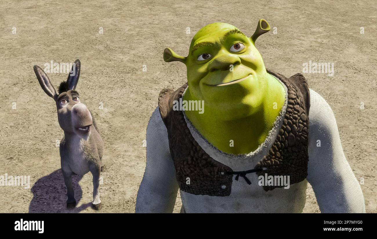 USA. Mike Myers and Eddie Murphy in a scene from the (C)DreamWorks film: Shrek (2001). Plot: A ...