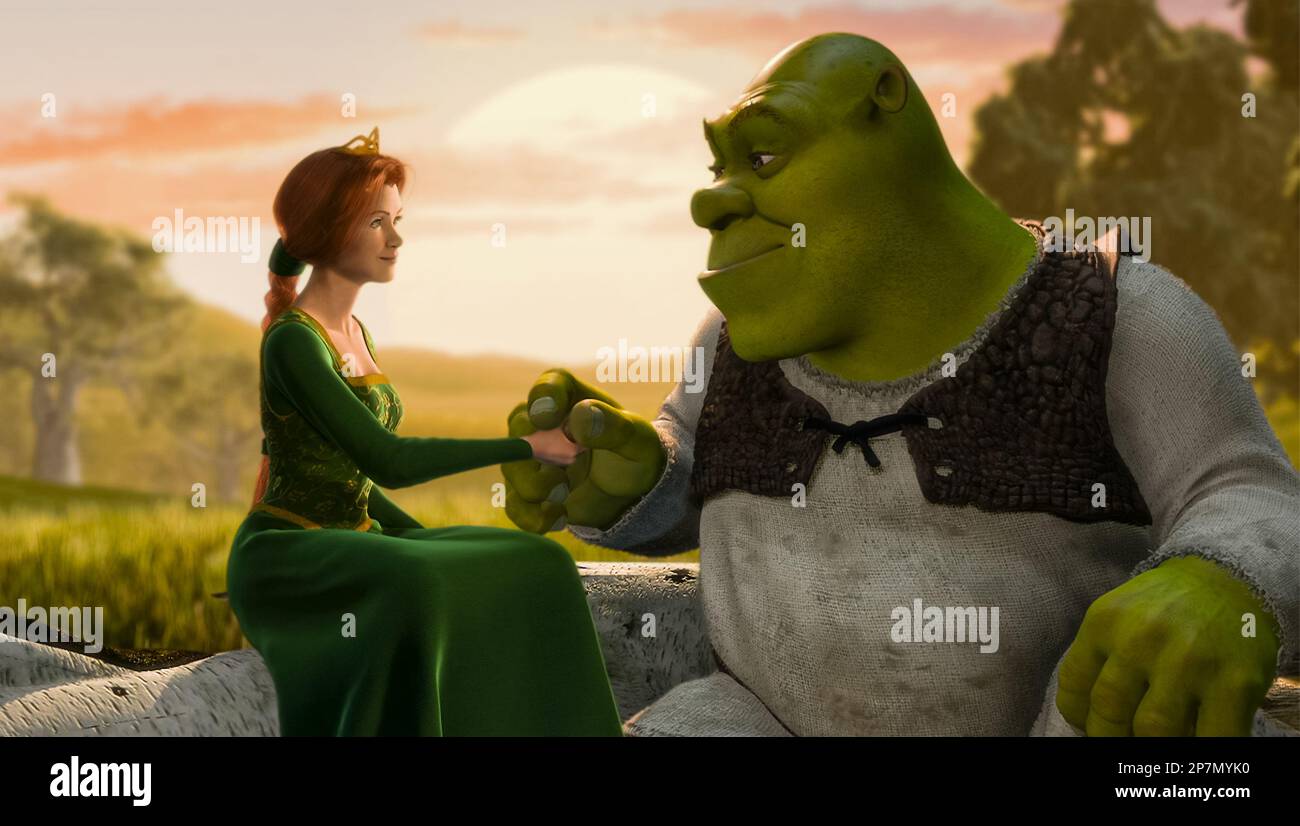 USA. Cameron Diaz and Mike Myers in a scene from the (C)DreamWorks film: Shrek (2001). Plot: A ...