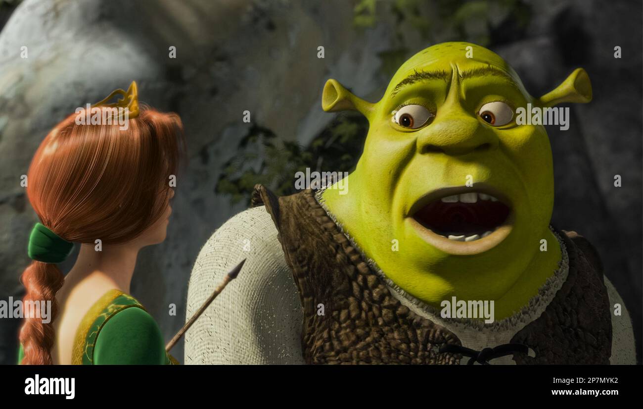 USA. Cameron Diaz and Mike Myers in a scene from the (C)DreamWorks film: Shrek (2001). Plot: A ...