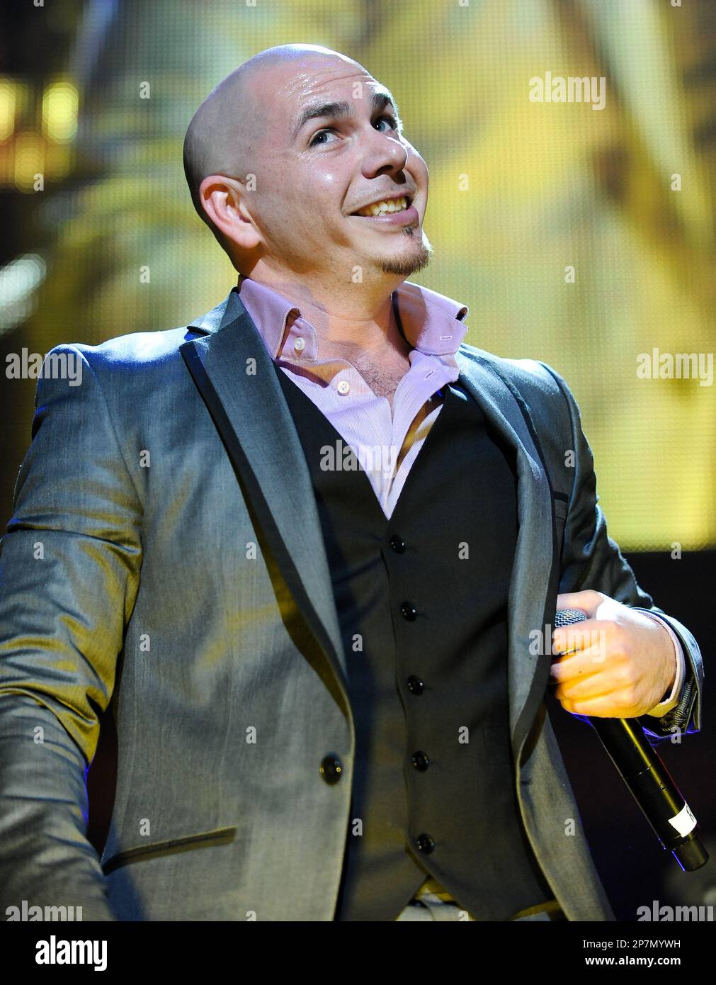 Singer Pitbull performs at the 2009 Z100 Jingle Ball at Madison Square ...