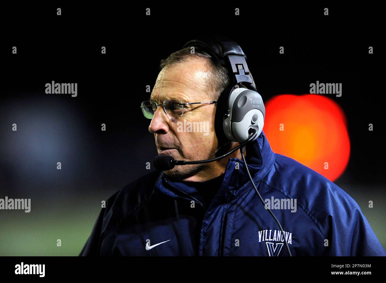 Villanova coach Andy Talley walks the sideline during an NCAA college ...