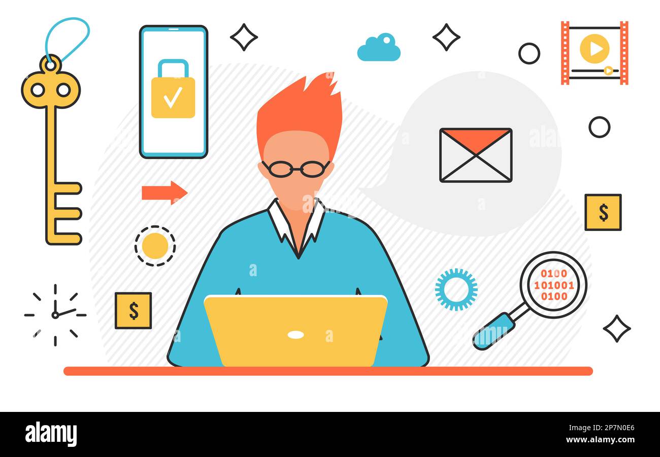 Mobile security policy. Data privacy, protected phone services vector ...