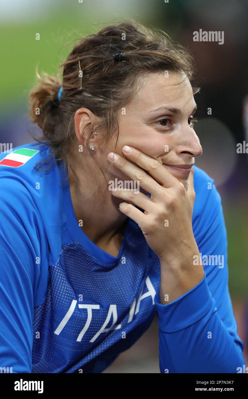 Stefania STRUMILLO listening to her coach at the European Athletics ...