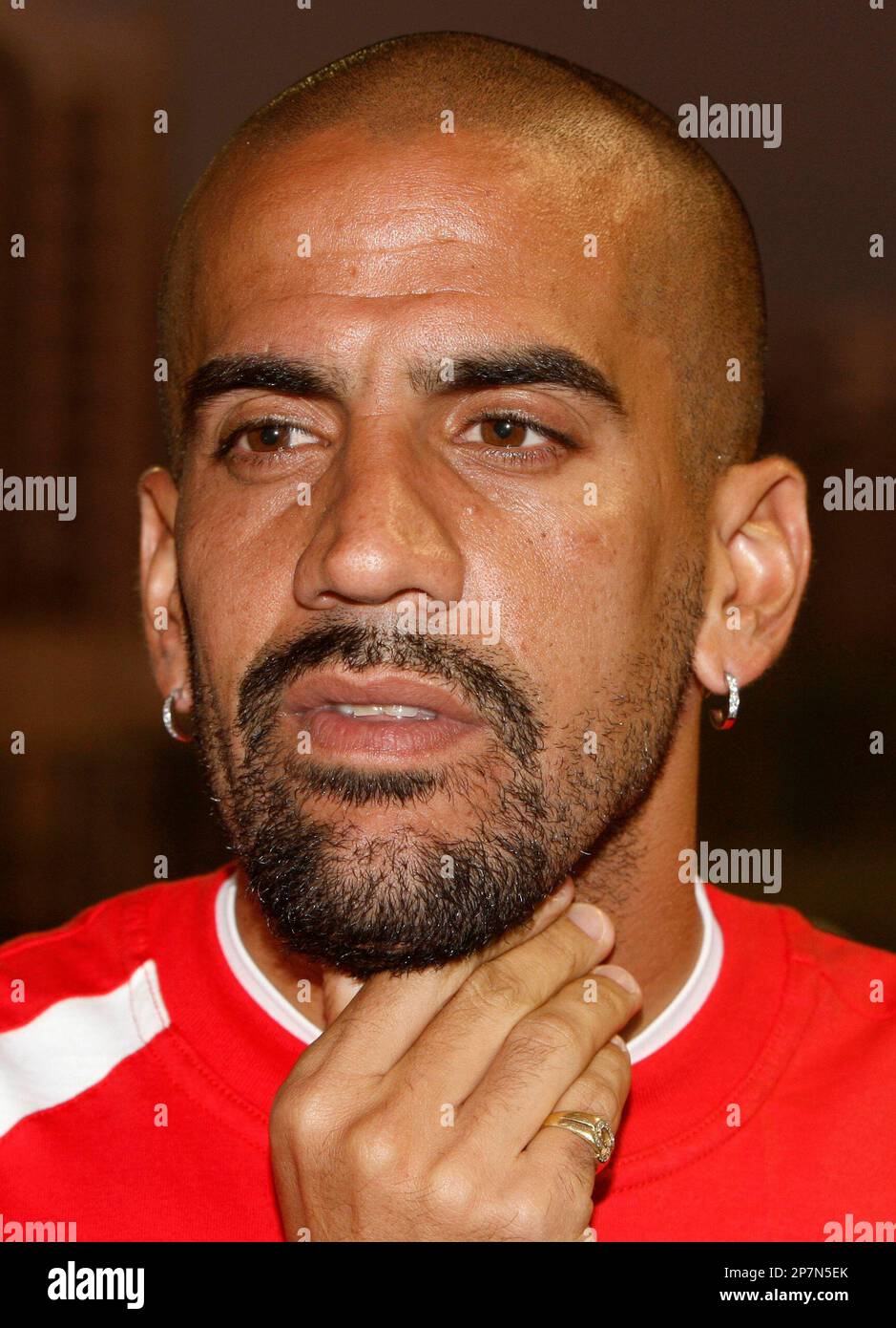 Argentina Estudiantes de La Plata captain Juan Veron looks on during a ...