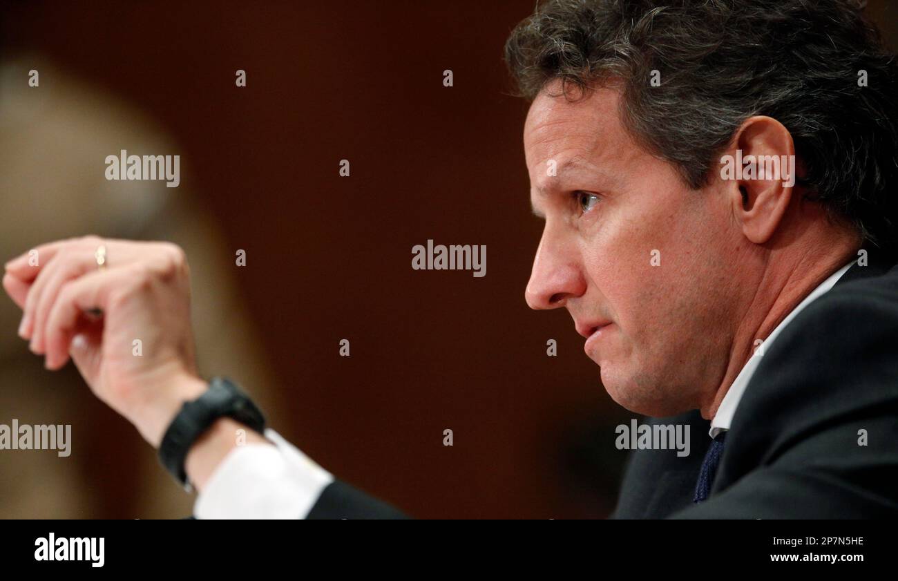 Treasury Secretary Timothy Geithner testifies on Capitol Hill in ...