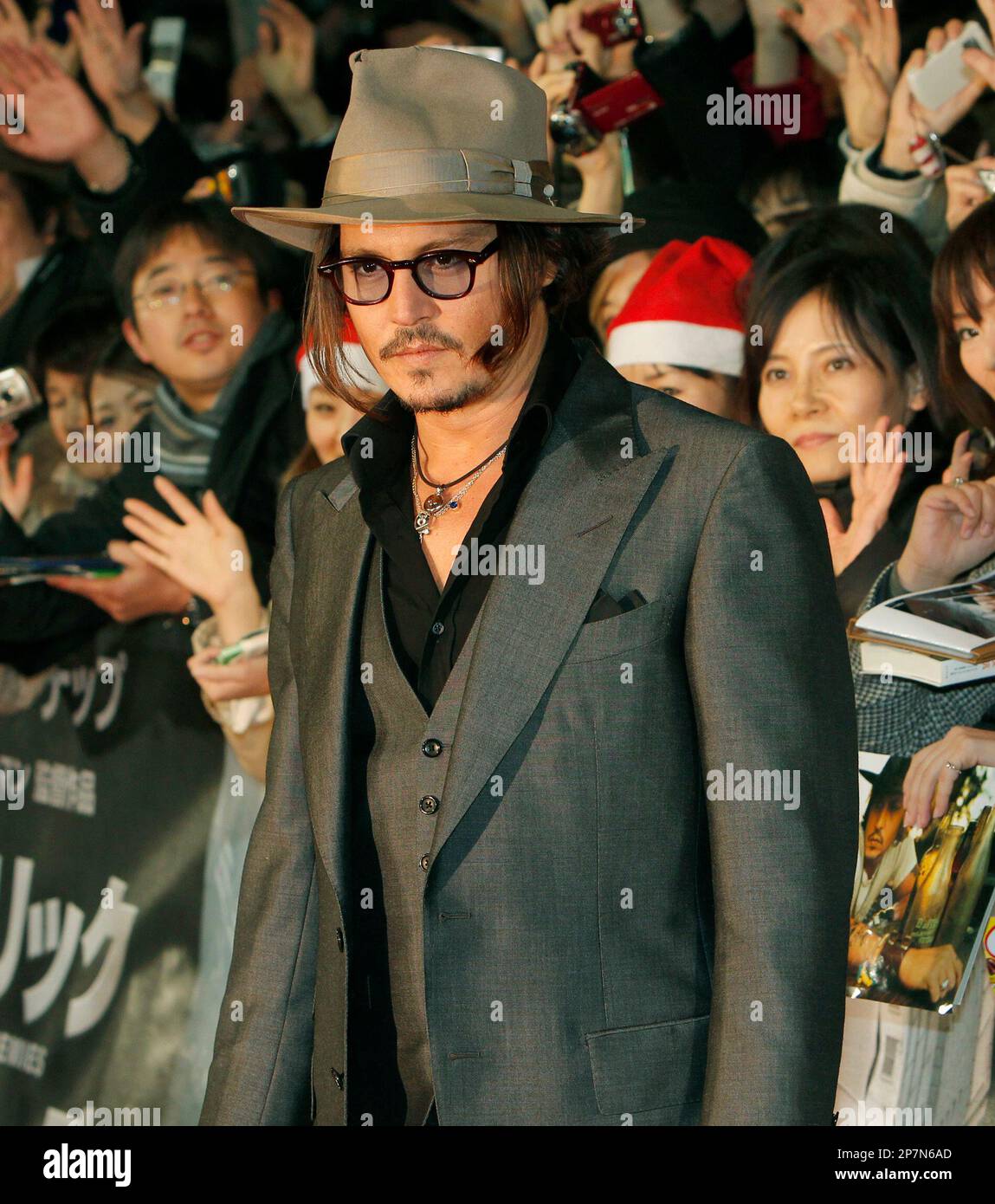 Hollywood actor Johnny Depp pose for photographers during Japan ...