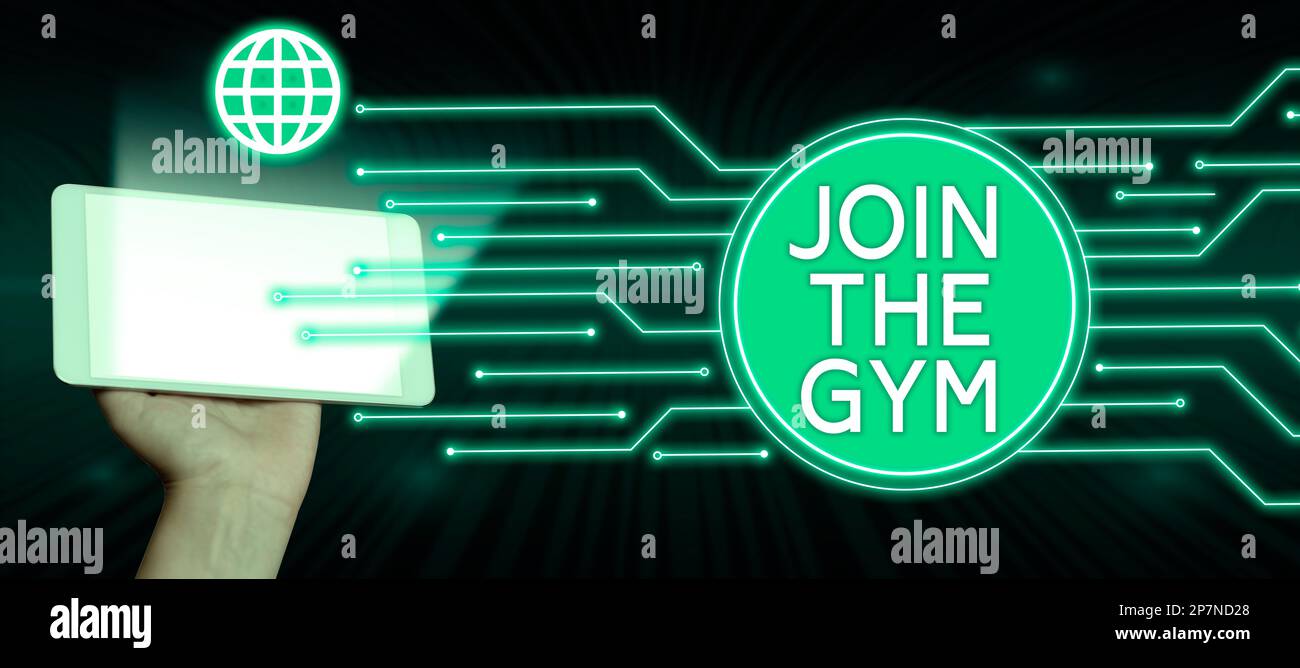 Inspiration showing sign Join The Gym. Business showcase Motivation to ...