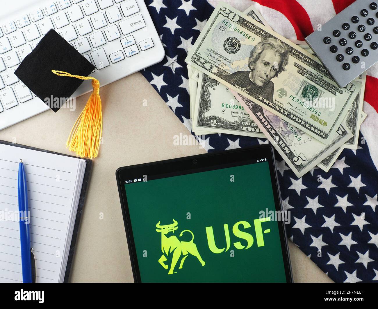 In this photo illustration, University of South Florida logo seen ...