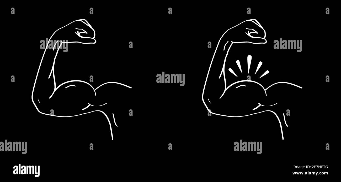 Biceps. Cartoon human elbow symbol. Vector outline drawing. Editable ...