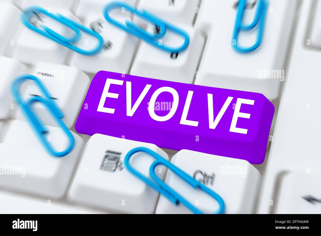 Text showing inspiration Evolve. Business idea develop gradually ...