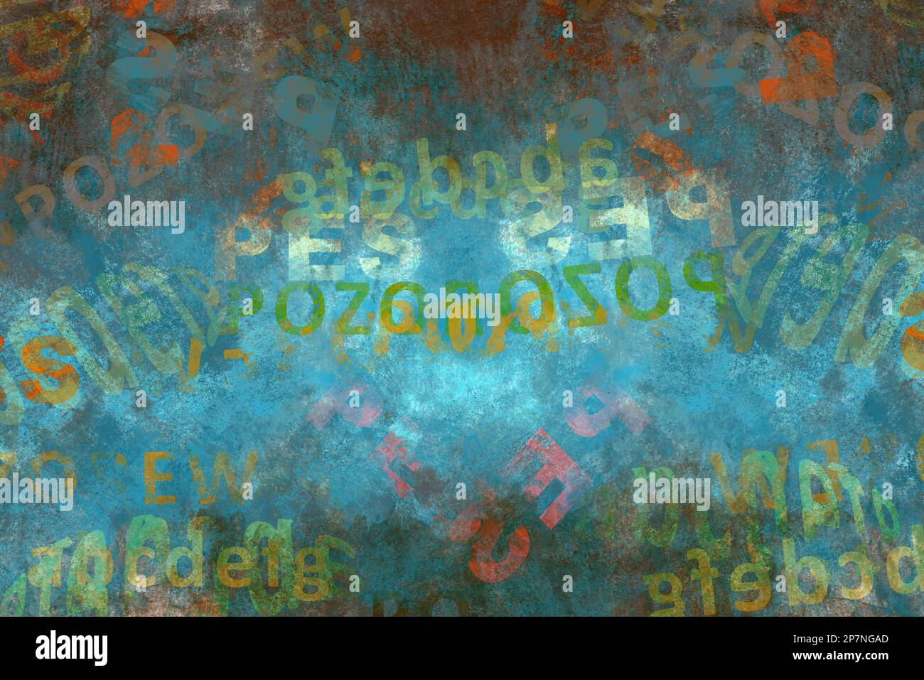 Turquoise grunge background with numbers and letters Stock Photo - Alamy