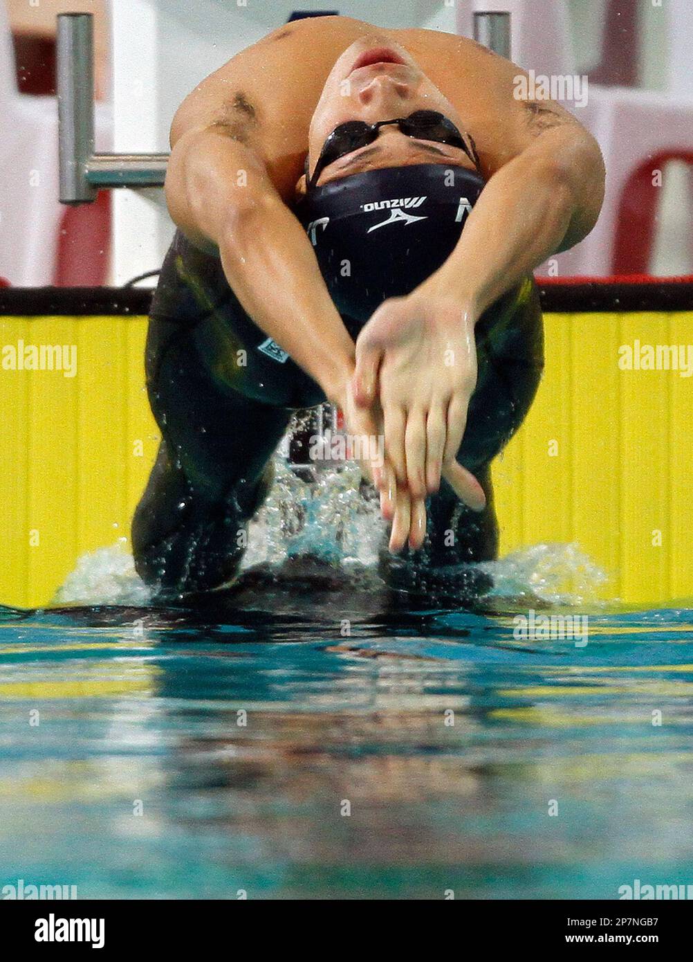 Ryosuke Irie of Japan gets start during the Men's 200m Backstroke Final ...