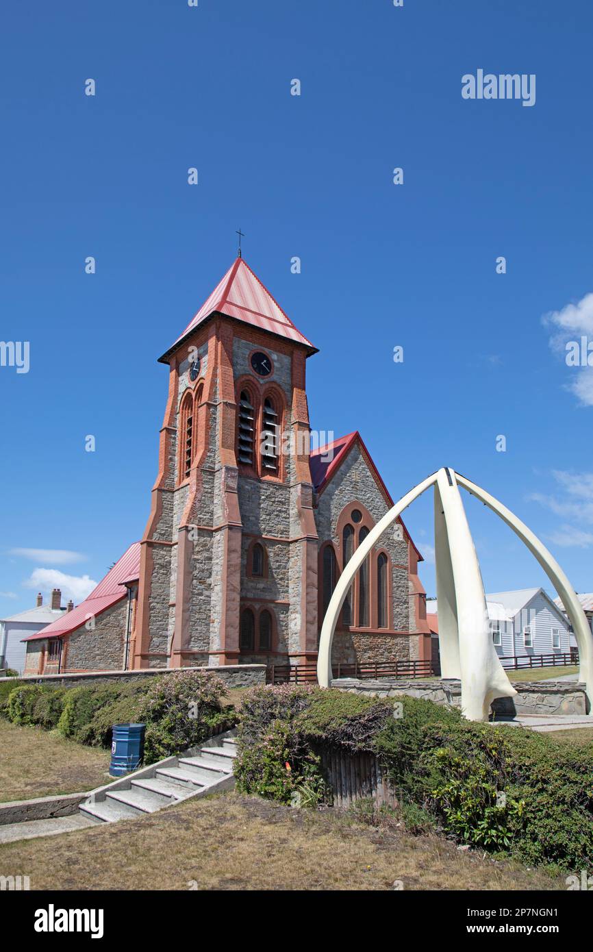 An arch made from the jaw bones of two Blue Whales outside Christ ...