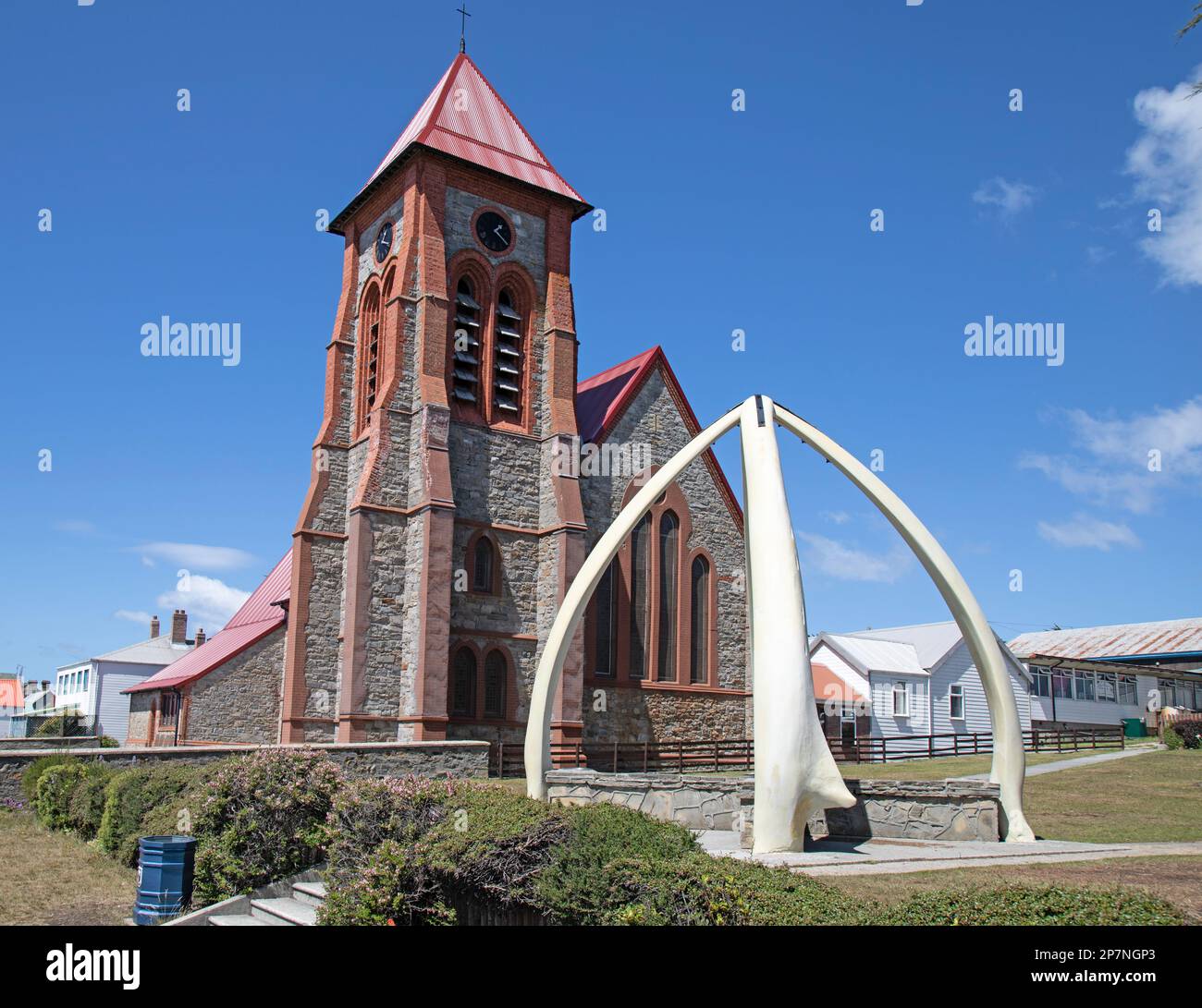 An arch made from the jaw bones of two Blue Whales outside Christ ...