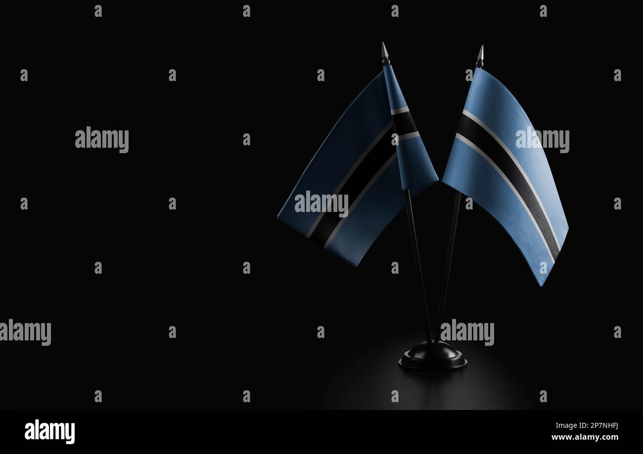 Small national flags of the Botswana on a black background Stock Photo ...