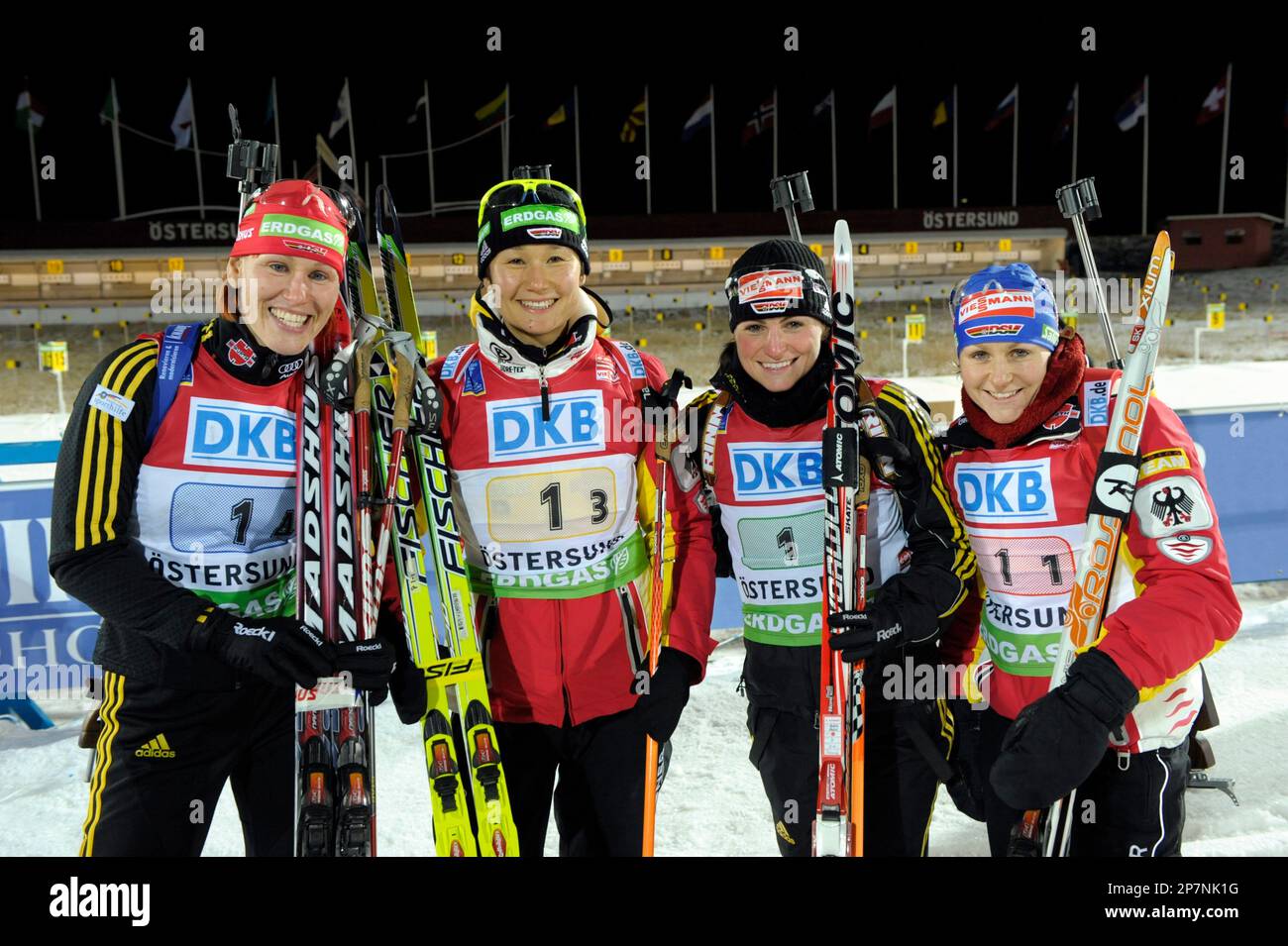 German team Kati Wilhelm, from left, Simone Hauswald, Andrea Henkel and ...