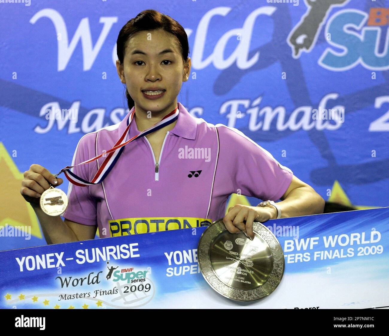 Wong Mew Choo of Malaysia poses during the prize presentation after ...