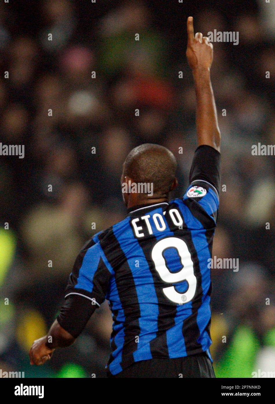 Inter Milan forward Samuel Eto'o, of Cameroon, celebrates after scoring ...