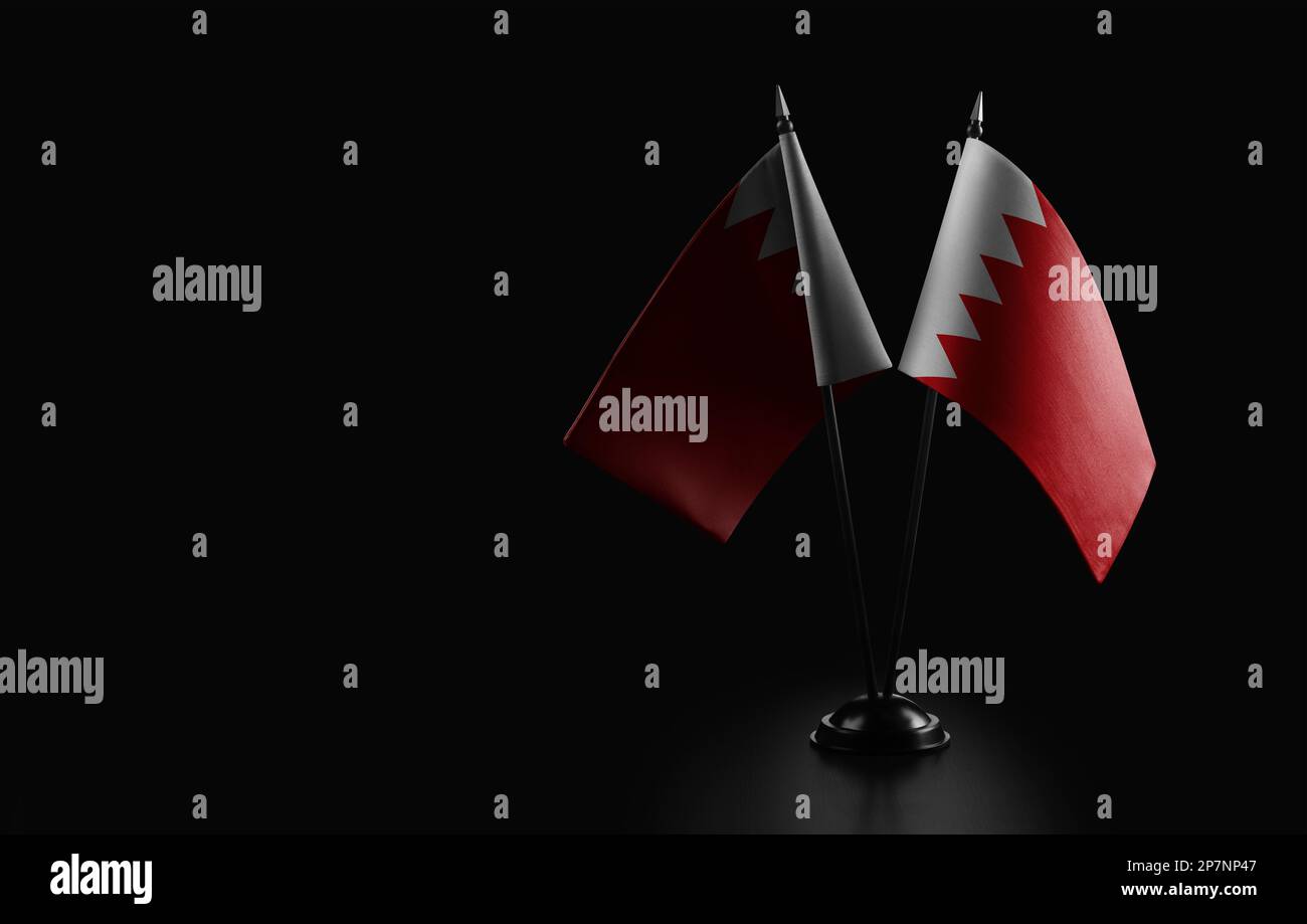 Small national flags of the Bahrain on a black background Stock Photo ...
