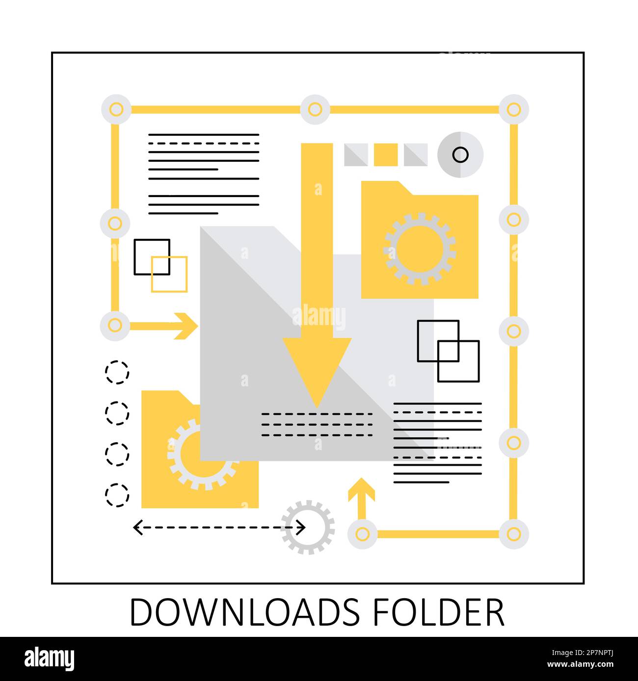 Downloads data folder. Information backup, files synchronization vector illustration Stock ...