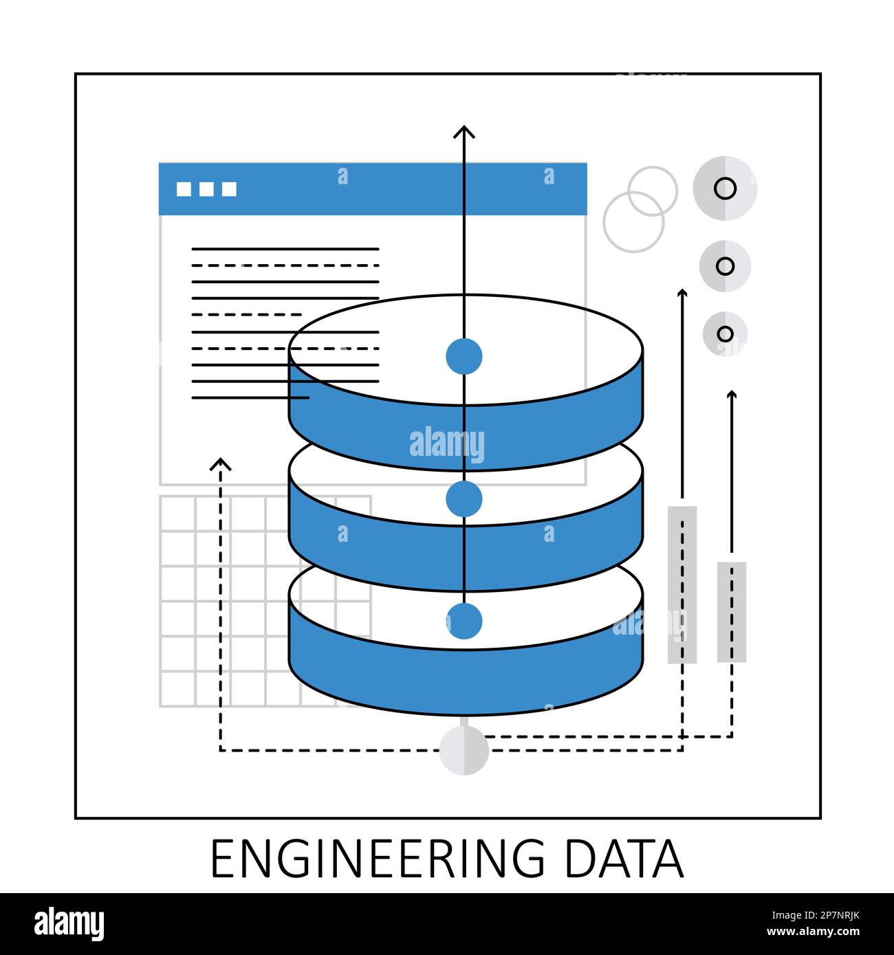 Engineering Data Center System Database Administration Hosting Server Vector Illustration 