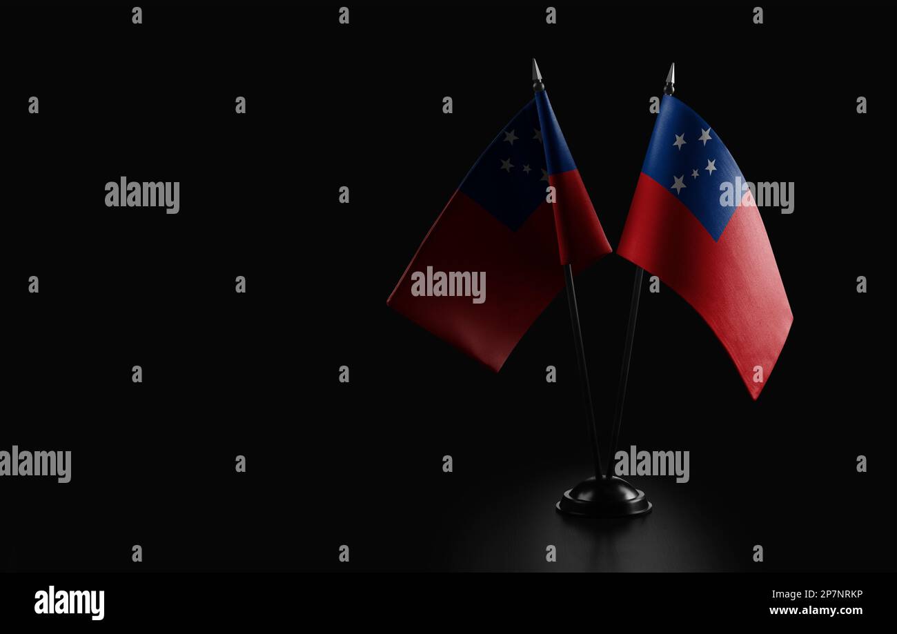 Small national flags of the Samoa on a black background Stock Photo - Alamy
