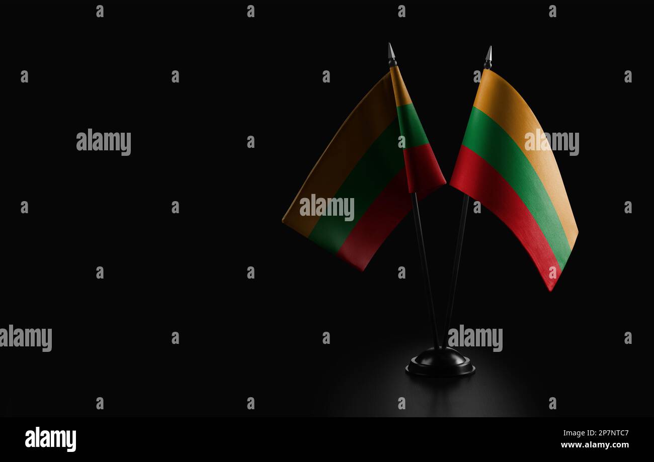Small national flags of the Lithuania on a black background Stock Photo ...