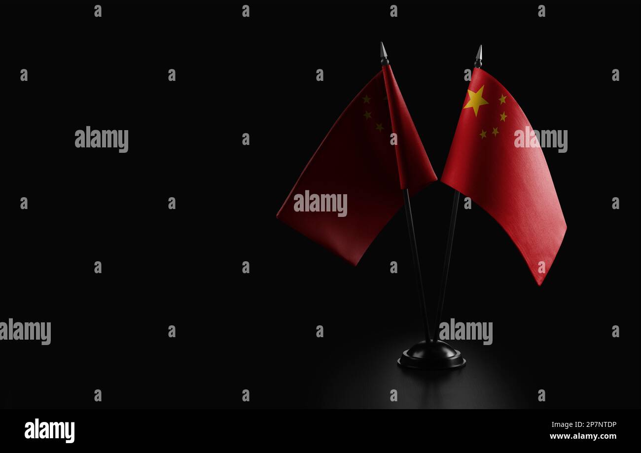 Small national flags of the China on a black background Stock Photo - Alamy