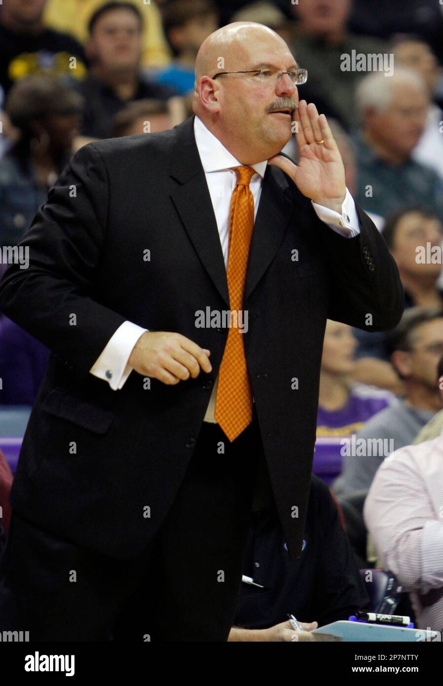New Orleans Hornets coach Jeff Bowser calls to his team against the ...