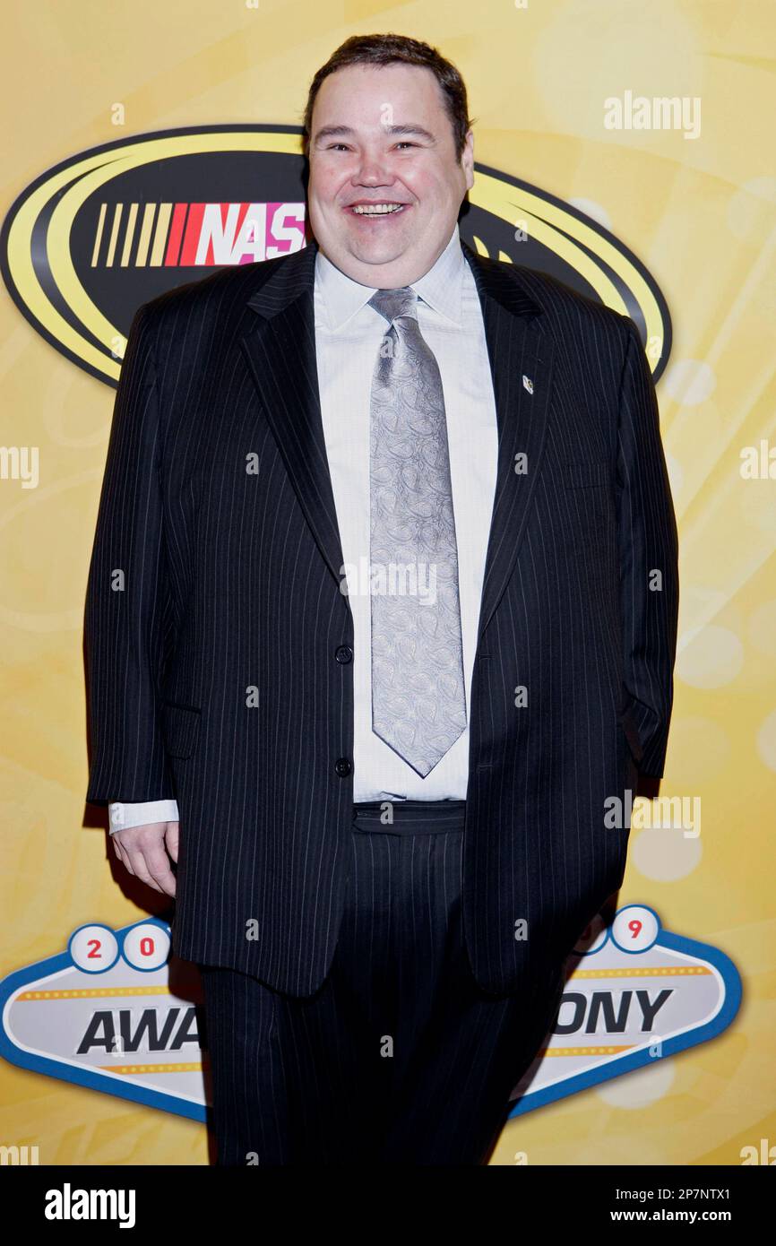 John Pinette arrives at the NASCAR Sprint Cup Series auto racing awards ...