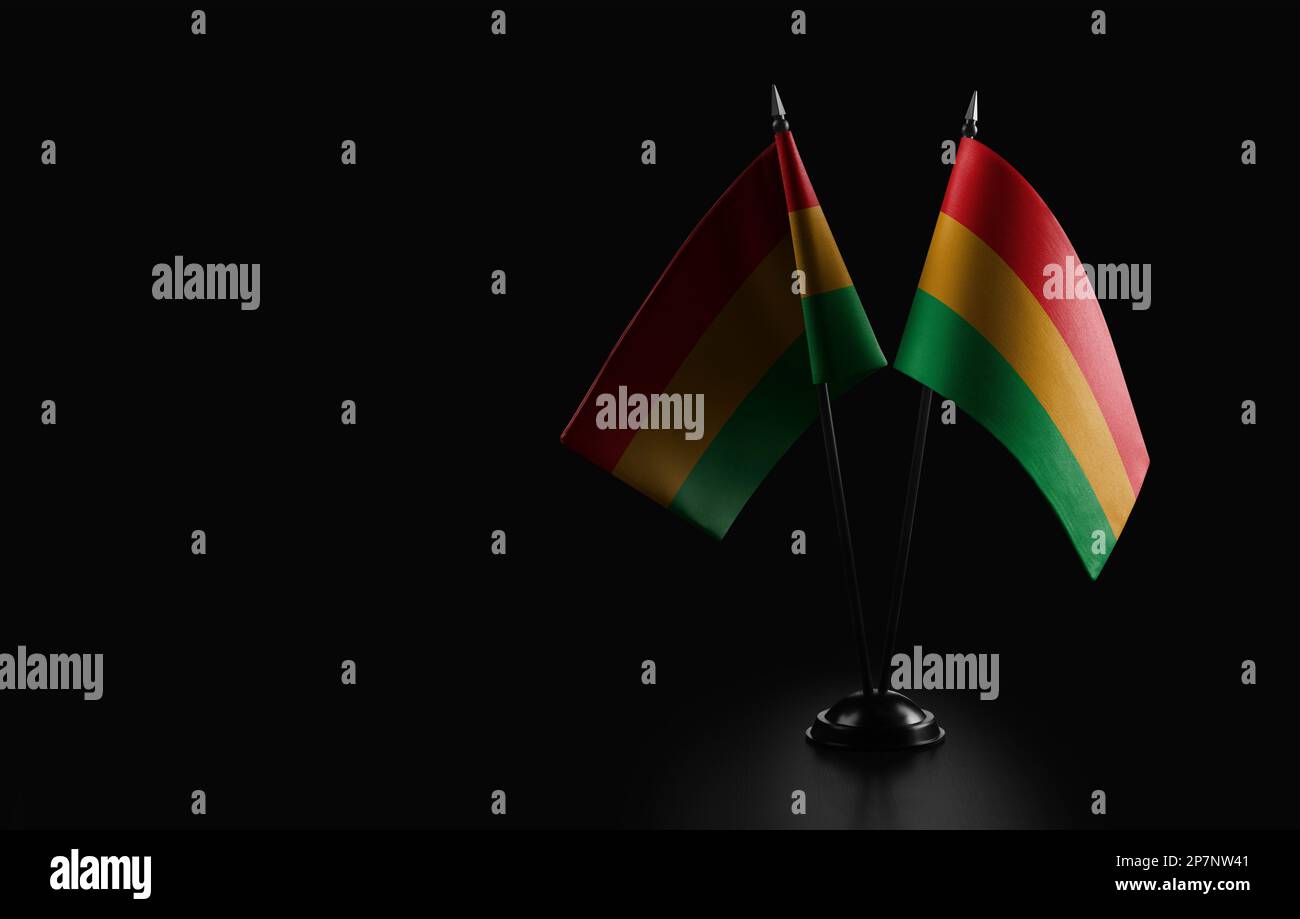 Small national flags of the Bolivia on a black background Stock Photo ...
