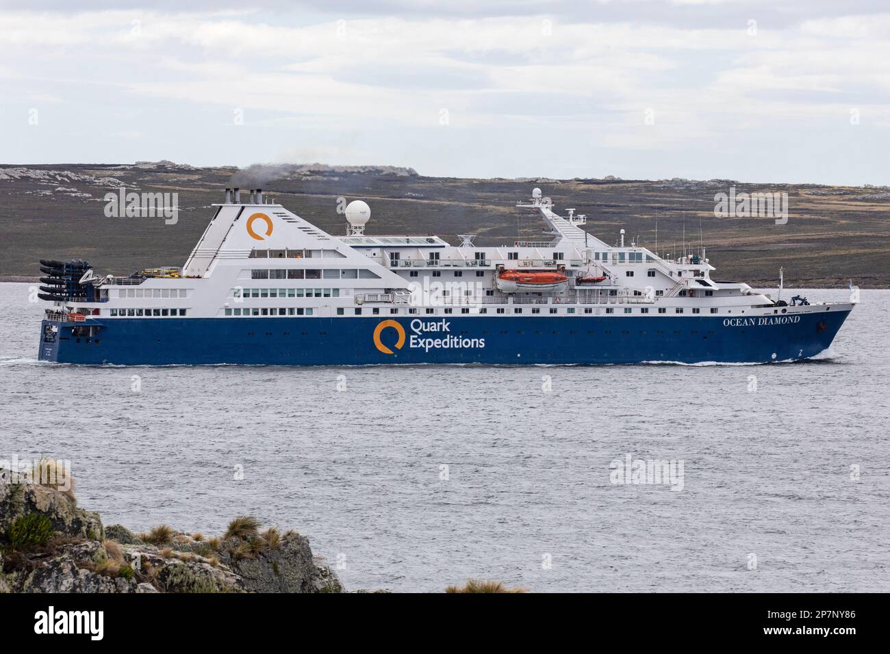 The Ocean Diamond, a small cruise ship operated by Quark Expeditions ...