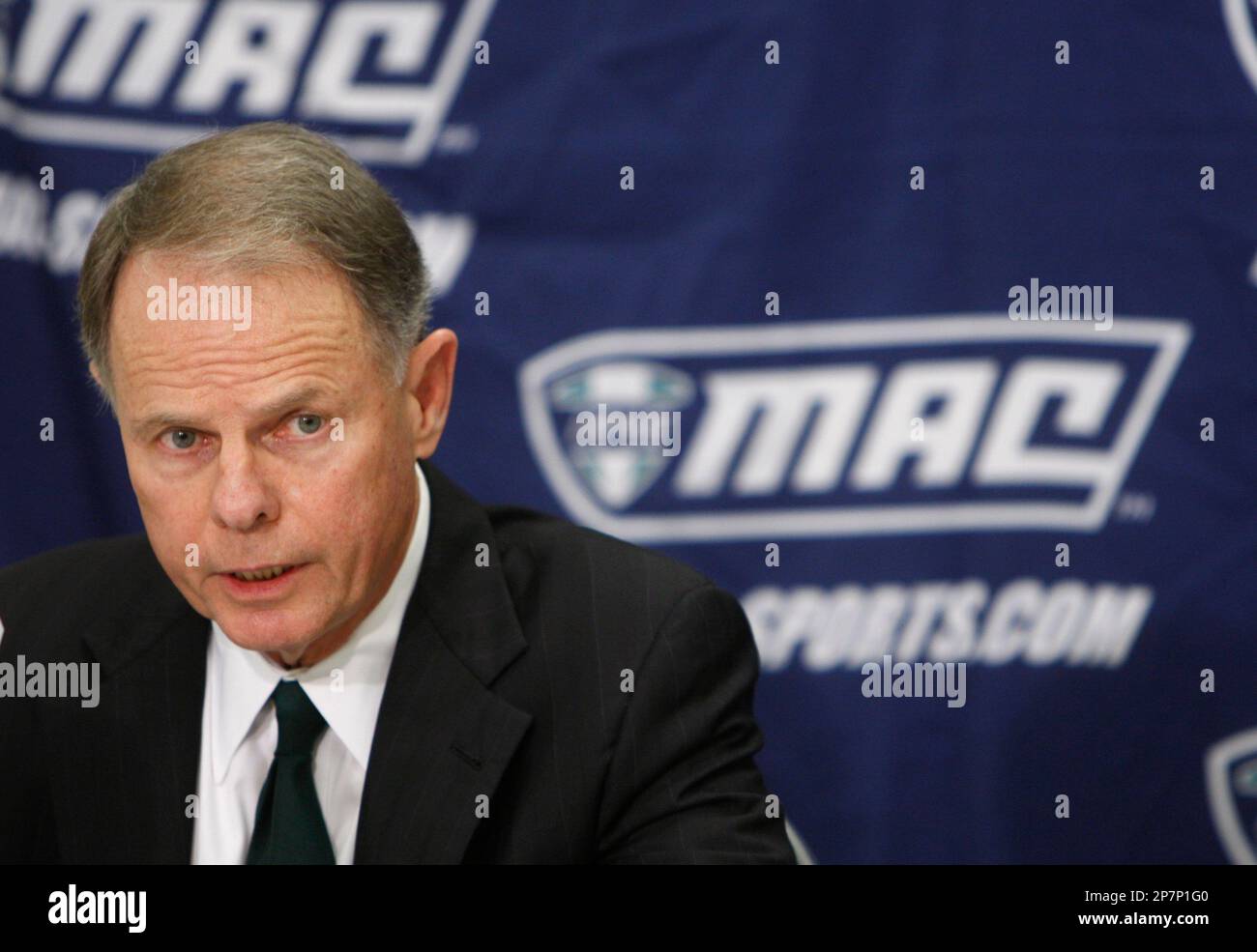Ohio University head coach Frank Solich addresses the media during a ...