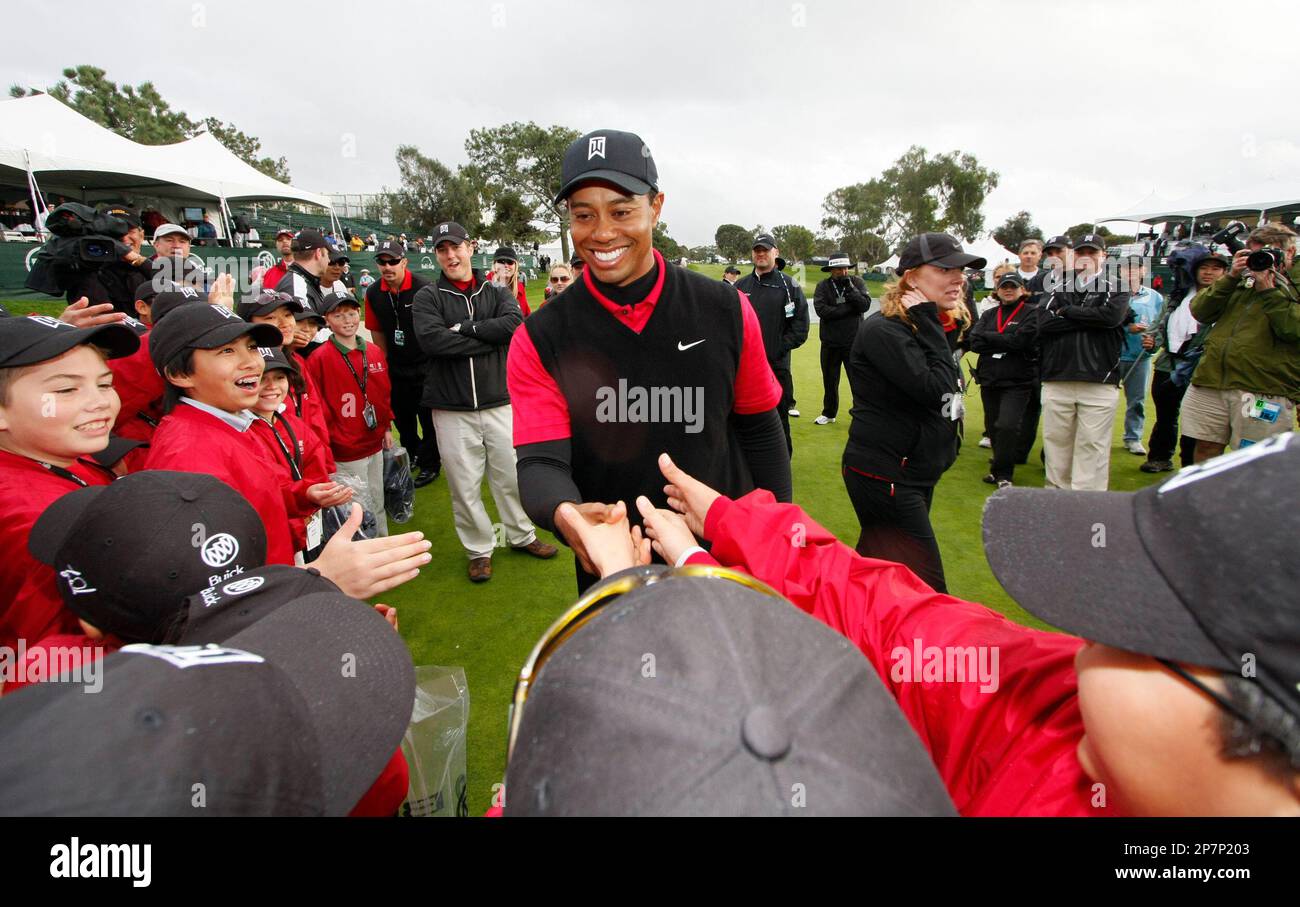 FILE - This is a Jan. 27, 2008, file photo showing Tiger Woods being ...