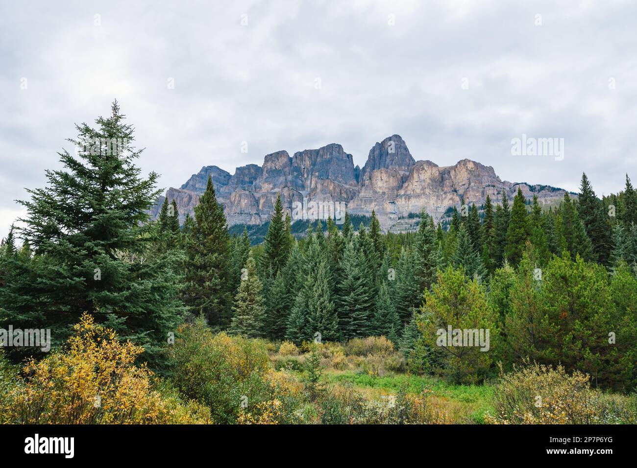 Crowfoot mountain in Alberta, Canada on a cloudy day with stunning ...