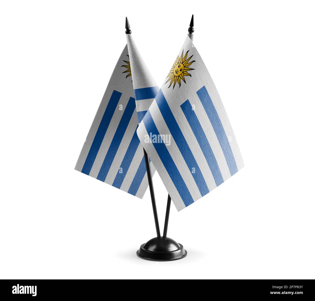 Small national flags of the Uruguay on a white background Stock Photo ...