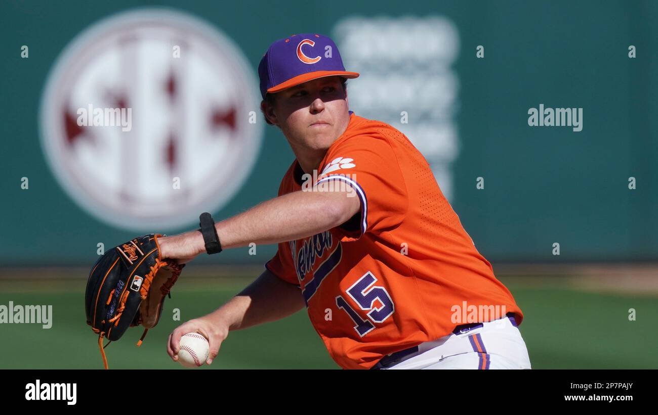 Clemson pitcher Reed Garris delivers the ball during an NCAA baseball ...