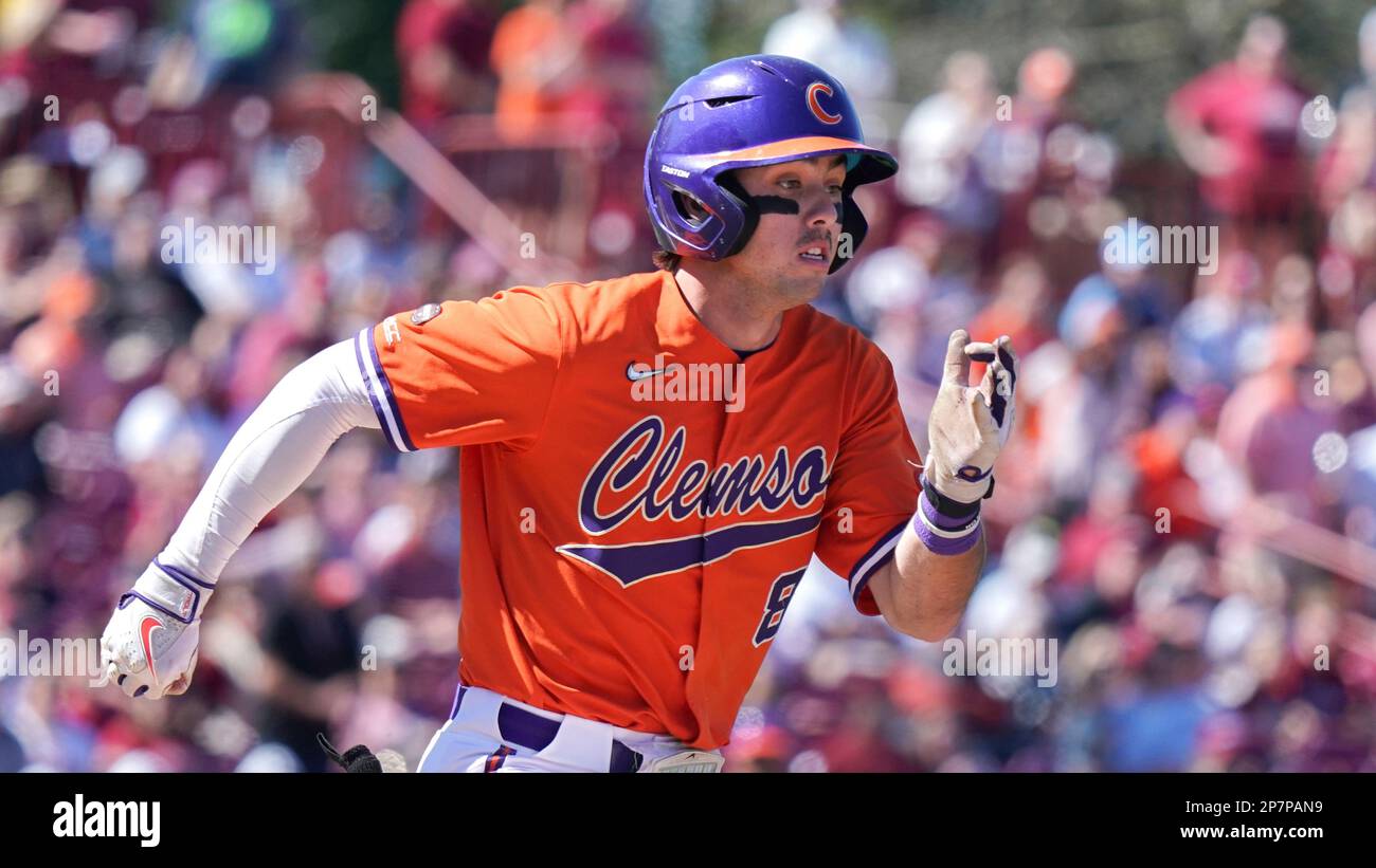 Clemson infielder Blake Wright runs to first during an NCAA baseball ...