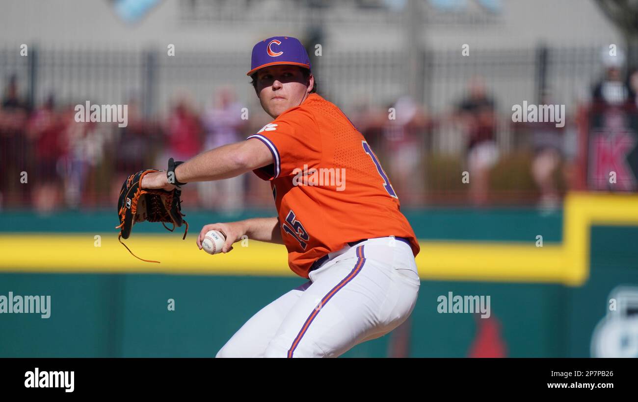Clemson pitcher Reed Garris delivers the ball during an NCAA baseball ...