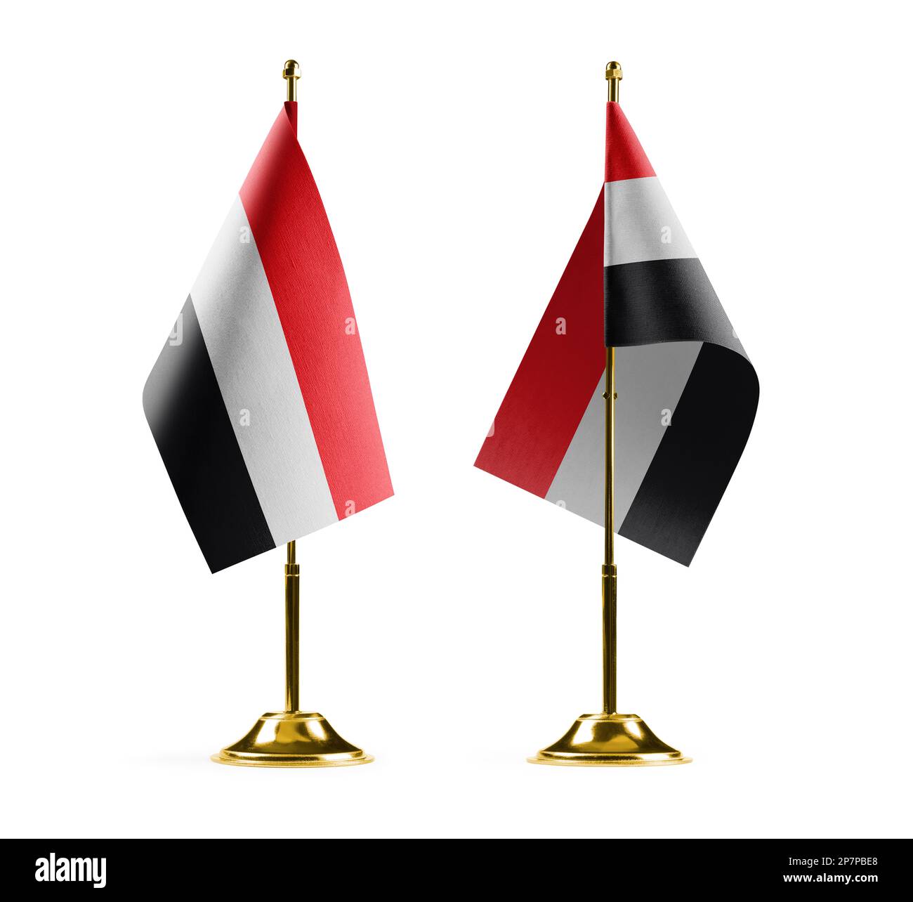 Small national flags of the Yemen on a white background Stock Photo - Alamy