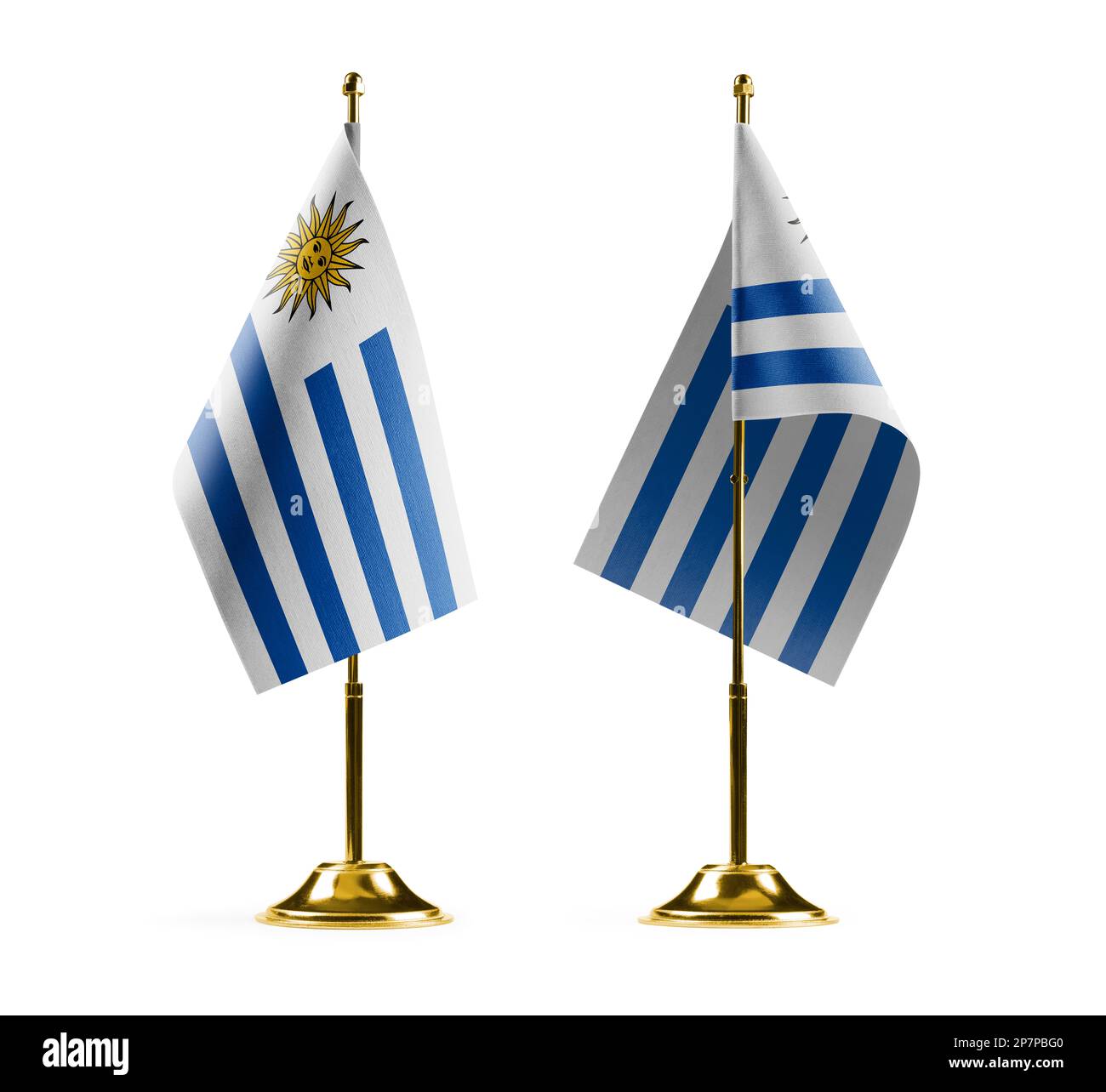 Small national flags of the Uruguay on a white background Stock Photo ...