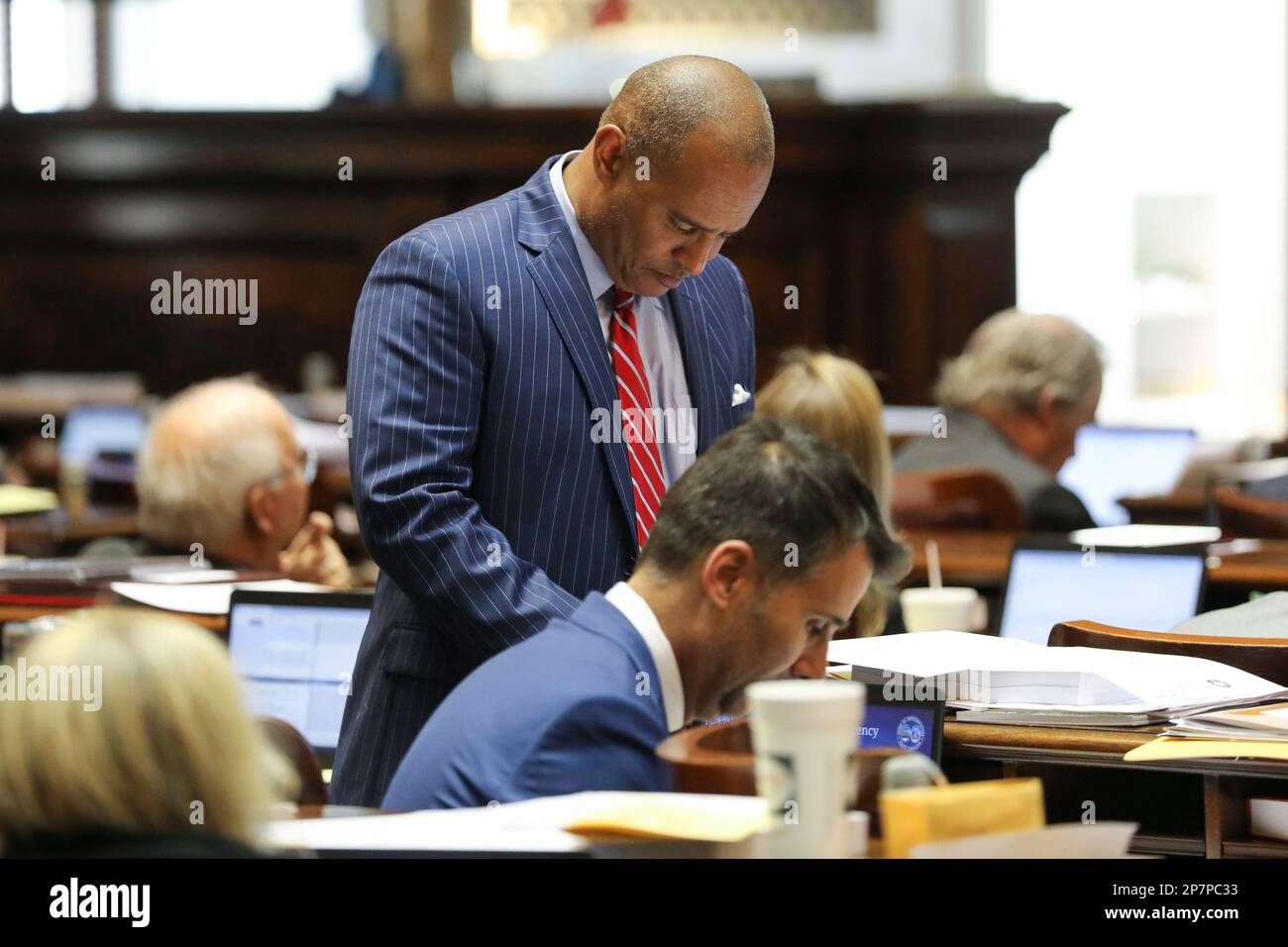 South Carolina House Minority Leader Todd Rutherford listens during a ...