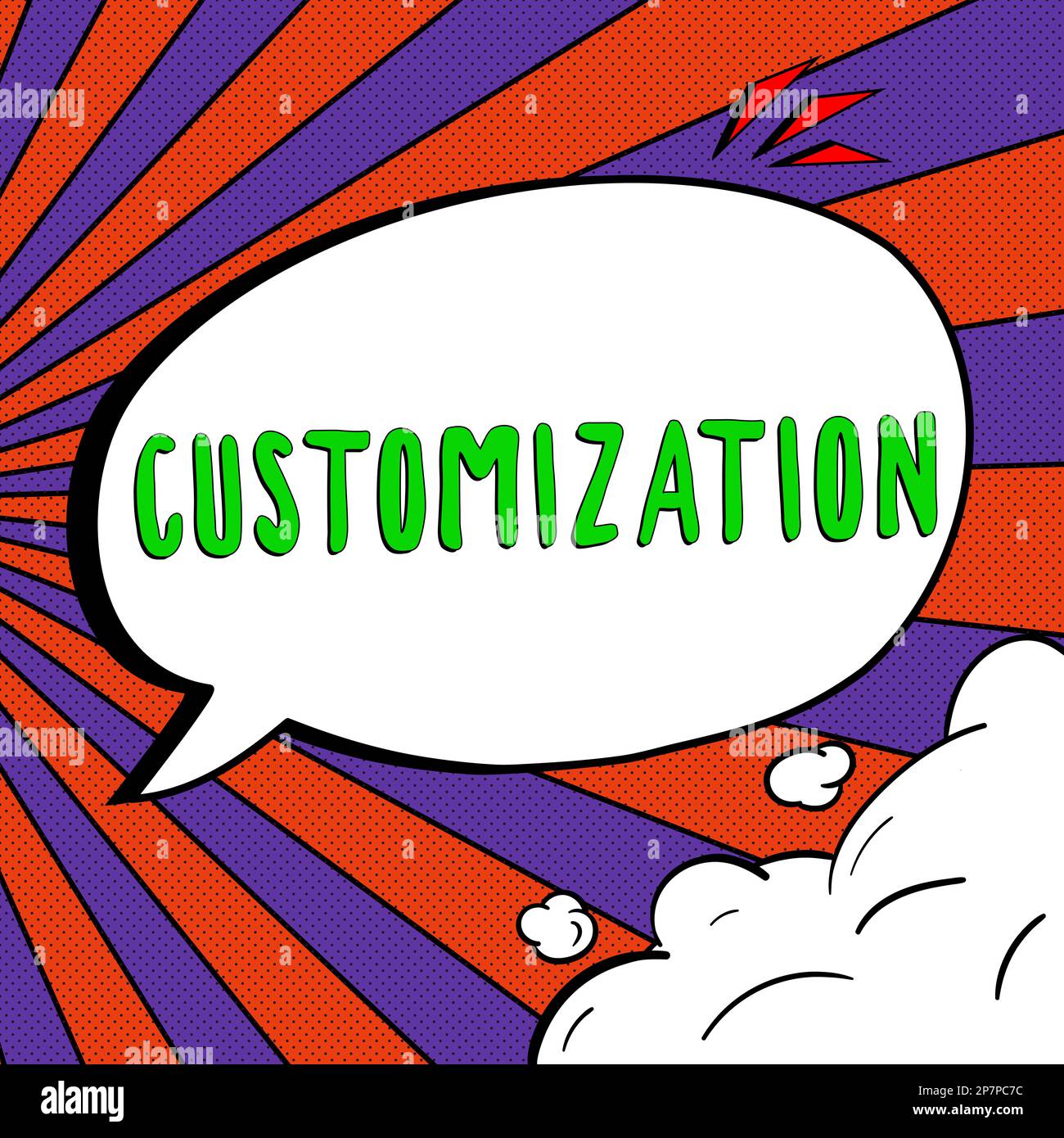 Text caption presenting Customization. Business overview modifying ...